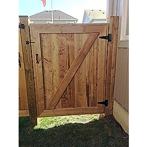 SANKINS 6 Inch T-Strap Shed Door Hinges Heavy Duty,Black Tee Hinge for Wooden Fences,Yard Door,Barn Door Gates, Wrought Hardware Rustproof,2Pack/Set