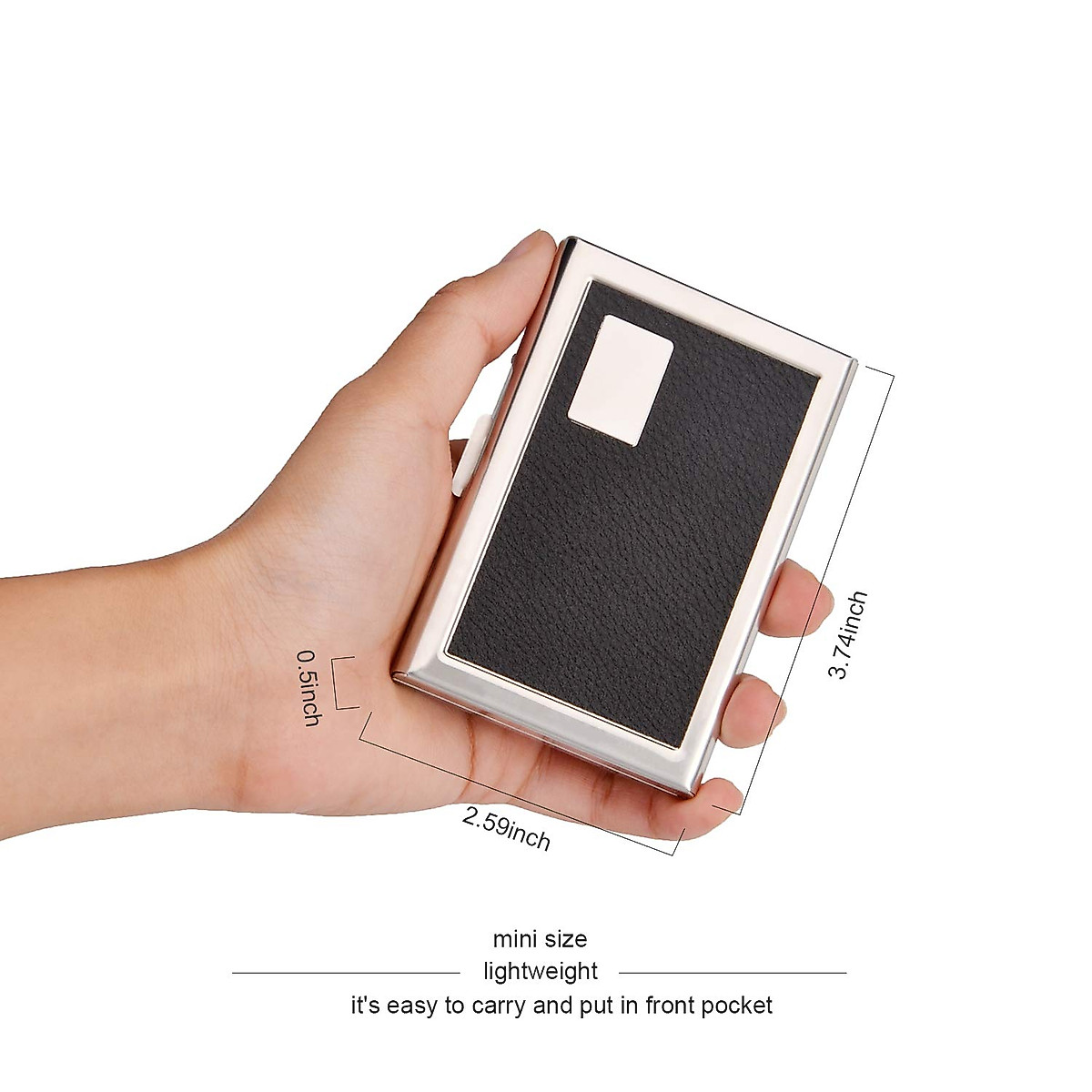 EASTNIGHTS RFID Credit Card Holder Metal Wallet Stainless Steel and Pu Leather Credit Card Protector Case for Men or Women (black)