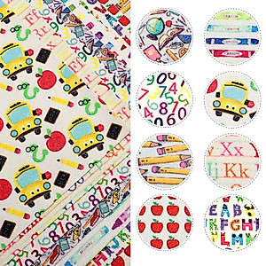 David accessories Back to School Faux Leather Sheets Fabric 8 Pcs 7.7"x12.9"(20cm x 33cm) Glitter Synthetic Leather for DIY Bows Earrings Making Crafts (Back to School Set C)