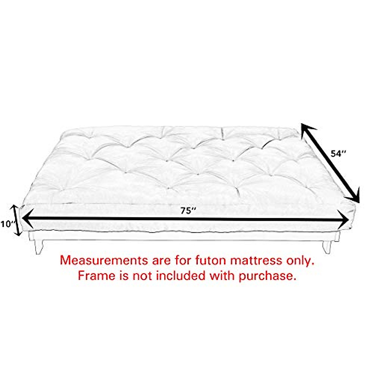Trupedic x Mozaic - 10 inch Full Size Standard Futon Mattress (Frame Not Included) | Barcelona Black | Great for Kid's Rooms or Guest Areas - Many Color Options