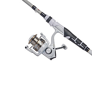 Abu Garcia 6’6” Max Pro Fishing Rod and Reel Spinning Combo, 6 +1 Ball Bearings with Lightweight Graphite Body & Rotor, Extra Durable Everlast Bail System,Grey