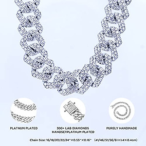 nkjegol Cuban Chain Necklaces Silver/Gold Cuban Link Chains Mens Iced Out Miami Bling Diamond Hip Hop Jewelry for Women (16 inch, Silver)