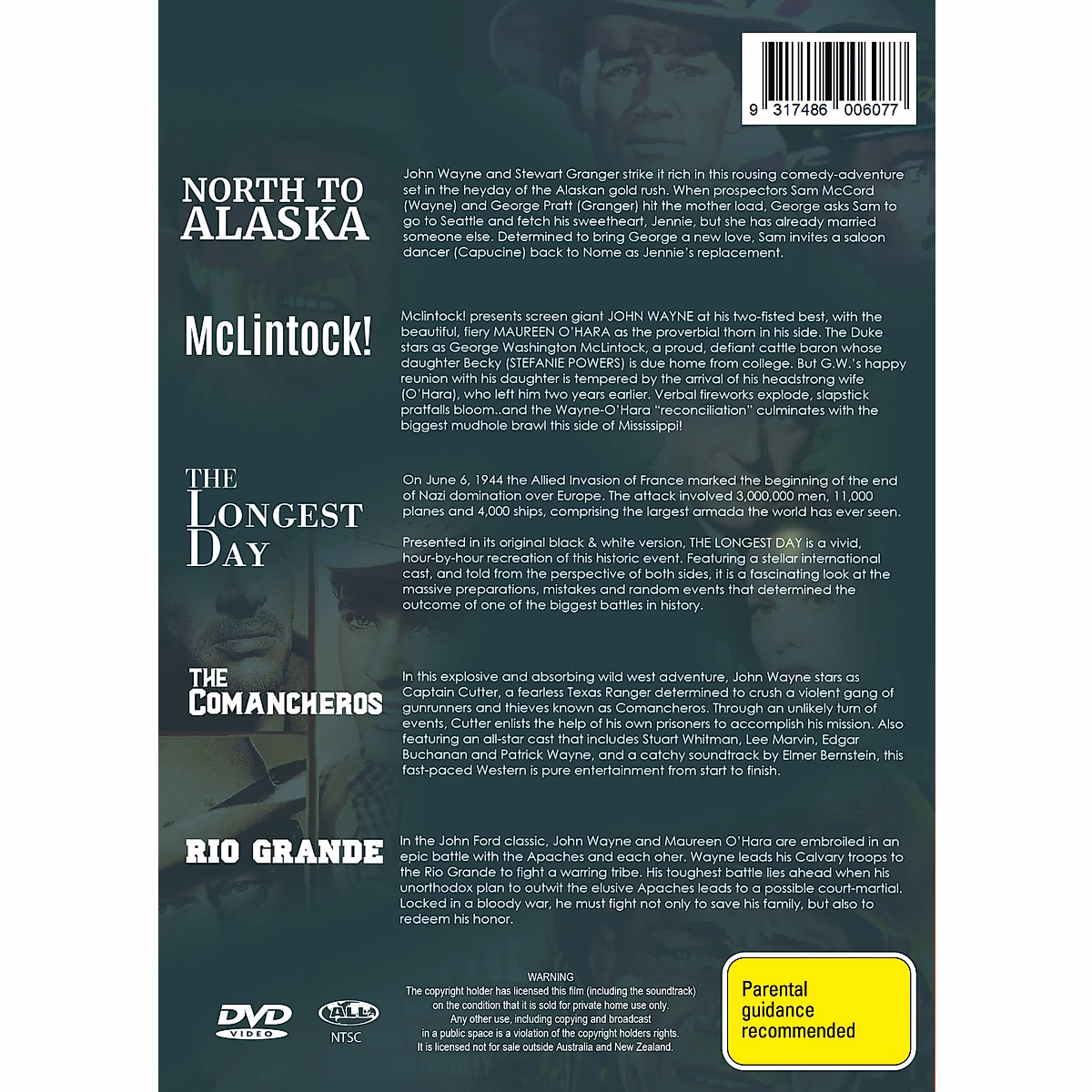 5 Movies Collection - North to Alaska / McLintock / Rio Grande / Longest Day / The Comancheros - John Wayne se Volume 2 DVD
