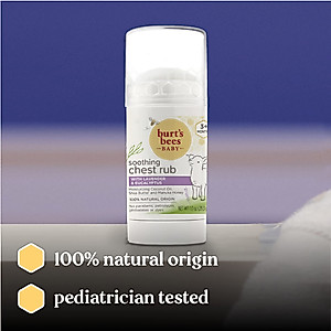 Burt's Bees Baby Chest Rub Stick, Coconut Oil, Shea Butter and Manuka Honey Lavender & Eucalyptus, White, 1 Ounce