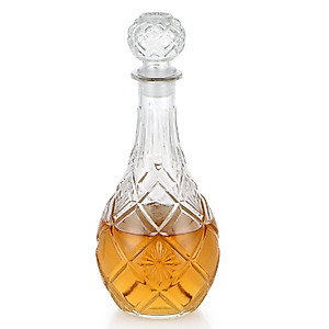 MDLUU Glass Decanter with Airtight Stopper, 1000ML/33.8OZ Liquor Decanter Bottle for Wine, Whiskey, Brandy, Vodka (Round Diamond)