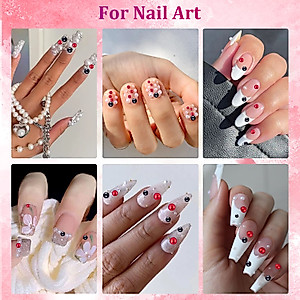 Belleboost Flat Back Pearls Kits 1 Box of Flatback Black Half Round Pearls with Pickup Pencil And Tweezer for Home DIY And Professional Nail Art, Face Makeup And Craft