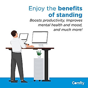 Comfty Home/Office Height Adjustable Table, 28.7” to 48.4”, Mahogany/Black