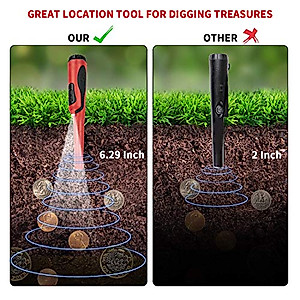 Fully Waterproof Portable Pinpointing Gold Metal Detector with LED Flashlight, 360 Degree Searching Pinpointer, IP68 Underwater to 5m/16.4feet Treasure Hunter for Adults and Kids, Three Modes, Red