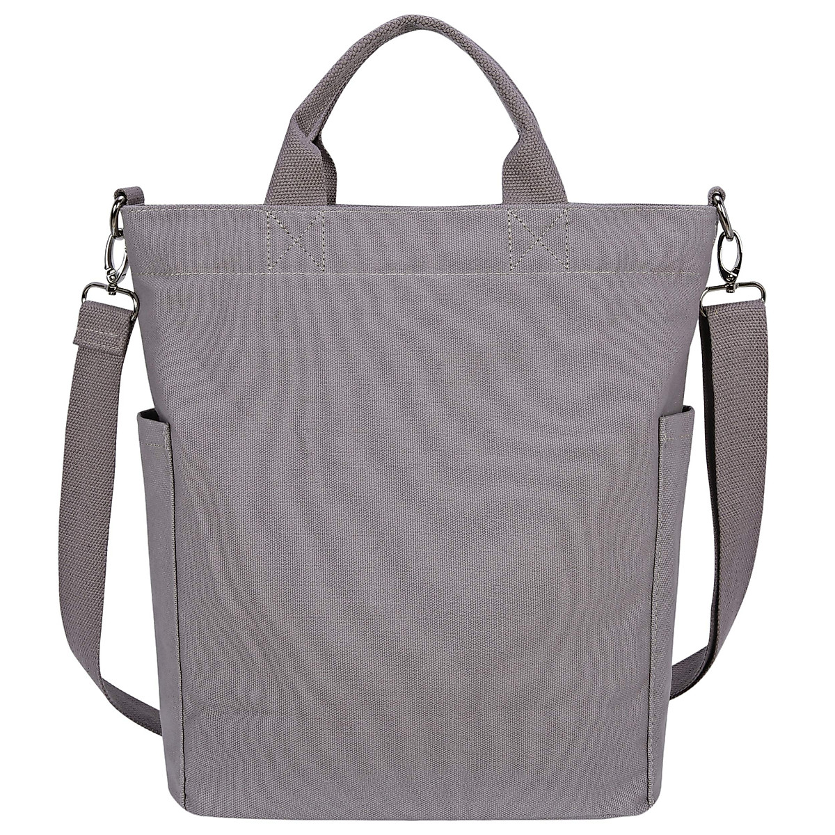 Iswee Canvas Tote Bag for Women Casual Shoulder Work Bag Crossbody Top Handle Bag Shopping Handbags for Women (Gray)