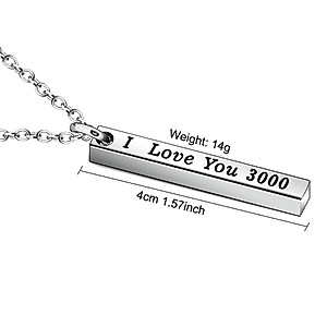 JJIA I Love You 3000 Necklace for Women Men Dad Mom Boyfriend Gifts Girlfriend Gifts Christmas Birthday Gifts