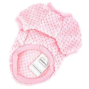 Ranphy Fleece Small Dog Pajamas Cute Fawn Embroidered Puppy Pjs Soft Full Coverage Doggie T Shirts Warm Doggy Pullover Sweater Outfits Pet Clothes for Cold Weather, Autumn Winter Apparel Pink L