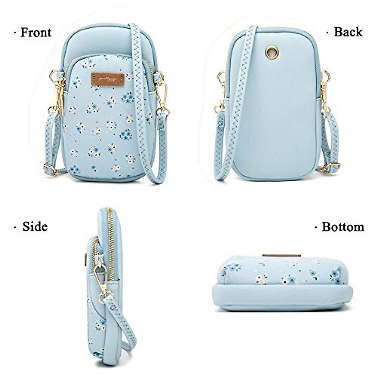 Techcircle Small Crossbody Purse for Girls, PU Leather Cell Phone Wallet Shoulder Bag with Removable Strap for iPhone, Samsung, LG 6" Smartphone, Blue