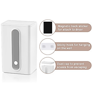 SUBEKYU Magnetic Dryer Sheet Holder for Laundry Room, Dryer Sheet Container,Dryer Sheet Dispenser,Wall Dryer Sheet Box for Laundry Organization and Storage,Plastic Fabric Sheet Holder with Lid,White