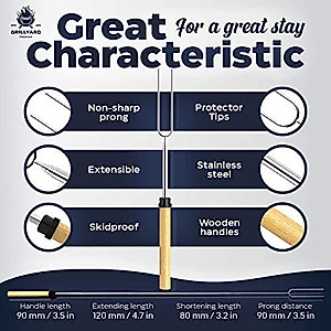 Marshmallow Sticks – 8 pcs Roasting Sticks for BBQ, Campfire, Fire Pits, Camping – Durable Stainless Steel Smores Sticks with Wooden Handles – Practical and Easy to Use