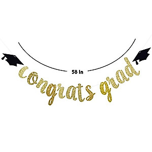 Congrats Grad Gold Glitter Banner-Graduate Party Decorations
