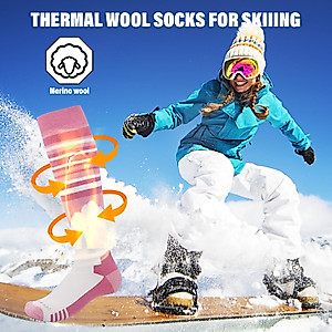 RIOROO Ski Socks Merino Wool,2/3 Pairs Pack Skiing and Snowboarding Socks For Men Women Youth,Winter Knee High Thermal Socks