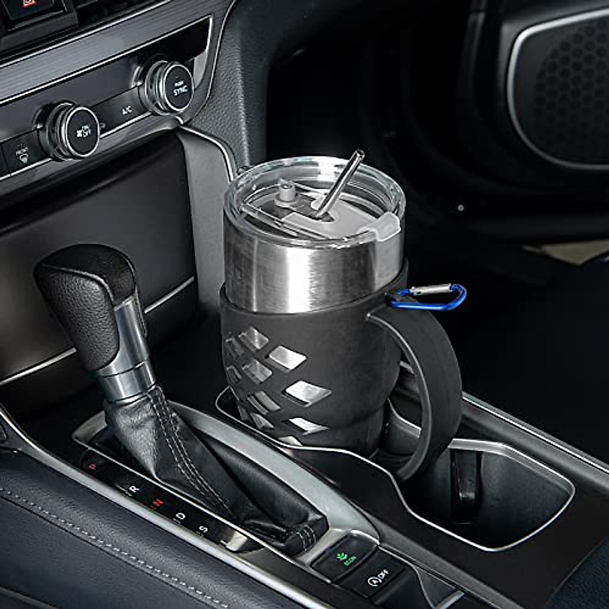 SHTCSZBA Handle for 30 OZ Tumblers, Yeti Rambler Handle Anti Slip, Silicone Sleeve Holder for Yeti Rambler/RTIC Tumbler/Corkcicle Tumbler Grip Holder (30oz Black)