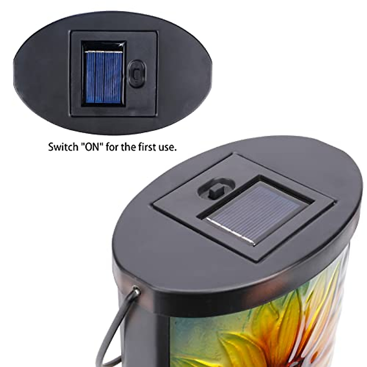 Hanging Solar Lantern Outdoor Waterproof LED Solar Lights Sunflower Decorative Solar Lanterns Tabletop Lamp for Outdoor Patio Garden Yard Decor