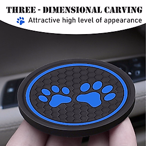 ZKFAR Pack-2 Car Cup Holder Coaster, Silicone Anti Slip Coaster, Dog Paw Car Coaster, Car Interior Accessories, for Most Cars, Trucks, RVs (Blue)
