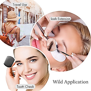 Eyelash Lash Mirror for Eyelash Extensions Eyelash Extension Mirror Large Square Mirror Stainless Steel Eyelash Mirror Lash Tools Beautiful Mirror with Storage Bag (Black)