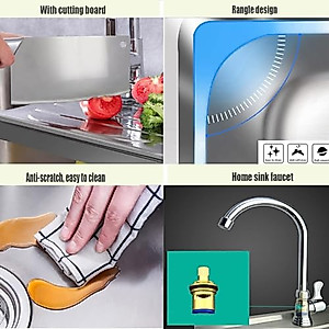 Outdoor Stainless Steel Kitchen Sink, Free Standing Commercial Single Bowl Sink Set with Storage Shelves & Drain Kit for Washing Room Backyard Garage