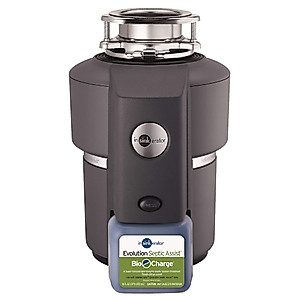 InSinkErator Garbage Disposal, Evolution Septic Assist, Quiet Series, 3/4 HP Continuous Feed, Gray + 1-Pack Bio-Charge Cartridge