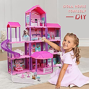 DIY Princess House for Kids, Creative Dollhouse Kit w/ Furniture, Dream Doll House for 3 4 5 6 7 8 Year Old Girls, Christmas Toys Gifts for Kids