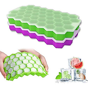 Ice Cube Trays with Lids 2 Pack Small Food Grade Silicone BPA Free for Freezer Flexible Easy-Release Stackable Ice Cube Mold
