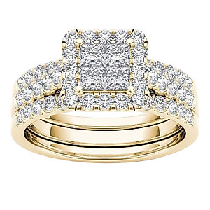 Couple Rings Inlaid Gold-Plated Jewelry Classic Zircon Ring Rings (Gold-2, 6)