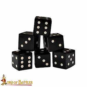 Lord of Battles Viking Medieval Horn Dice D&D Set of 6 with Inlaid Pips | Hand Made from Natural Ox Horn & Bone | Extremely Robust | Roleplaying Game Dice (Genuine Horn)