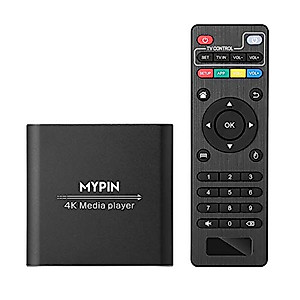 4K Media Player with Remote Control, Digital MP4 Player for 8TB HDD/USB Drive/TF Card/H.265 MP4 PPT MKV AVI Support HDMI/AV/Optical Out and USB Mouse/Keyboard-HDMI up to 7.1 Surround Sound (Black)