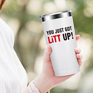 KIKERRO You Just Got Litt Up 20oz Stainless Steel Insulated Tumbler Cup Mug, Inspired by The Tv Show Suits Merchandise, Funny Gift for Suits Tv Show Fans, Birthday Christmas Gits, 20oz Black