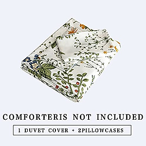 ECOCOTT 3 Pieces Floral Duvet Cover Sets King Size,100% Natural Cotton Floral Pattern 1 Duvet Cover with Zipper and 2 Pillowcases, Ultra Soft and Easy Care Breathable Cozy Simple Style Bedding Set