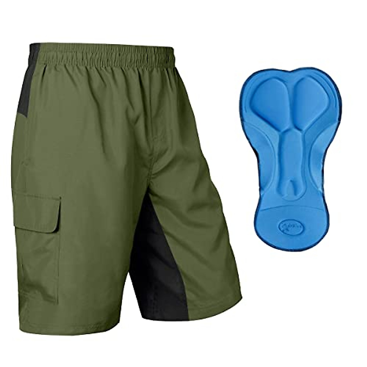 BALEAF Men's Mountain Bike Shorts Loose-fit Bicycle Shorts, Cycling 3D Padded Gel MTB Biking Lightweight SPF 50+ ArmyGreen Size XL