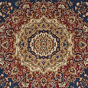Fiona Traditional Oriental Navy Round Area Rug, 5' Round