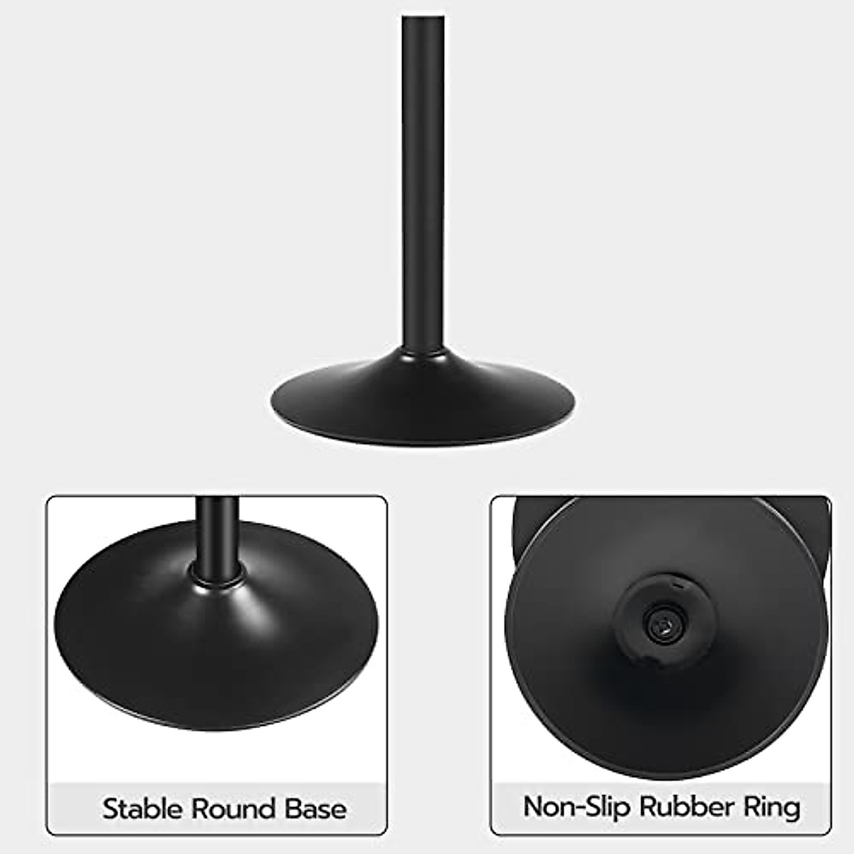 HOOBRO Bar Table, Height-Adjustable Round Pub Table 27-35.4 Inches, Cocktail Table with Base, Modern Style, Suitable for Living Room, Dining Room, Bistro, Black BK58BT01G1