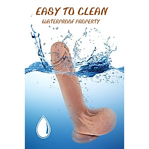 7 Inch Realistic Silicone Dildo for Beginner, Small Size Sex Toy-Ultra Soft Dildo Women with Strong Suction Cup, Lifelike Penis for Hands-Free, with Balls for Vaginal G-spot and Anal Play 4.9", Flesh