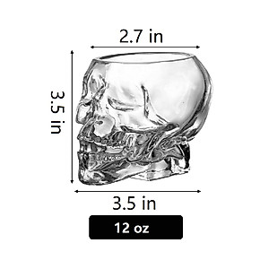 USEEKRIL Funny skull Wine Glass,Drinking Glass,Large Glasses,Vodka Spirits Cup Glass,Gift,Engraved Design,New Crystal Skull Cup,Halloween Decorations Gifts(350ML)
