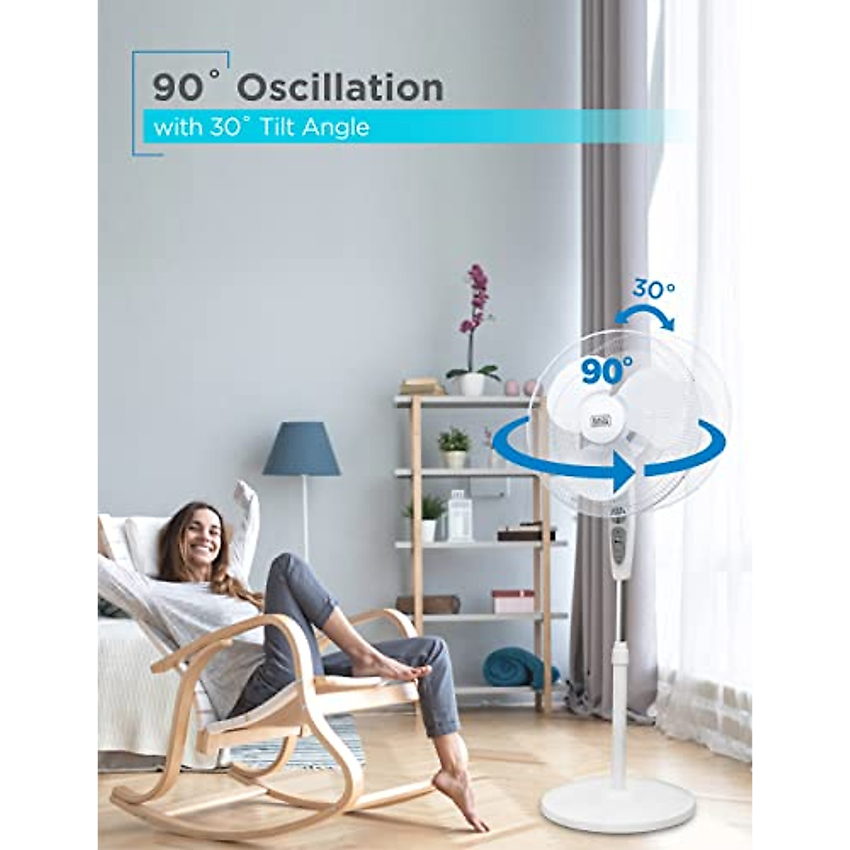 BLACK+DECKER 18-Inch, Stand Fan with Remote, White