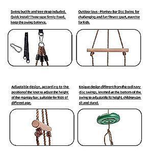 Disc Swing for Kids, Swing Set Accessories, KINSPORY 7FT Height Adjustable Gym Monkey Bars, Tree Swing for Backyard, Outdoor Play Equipment - Blue