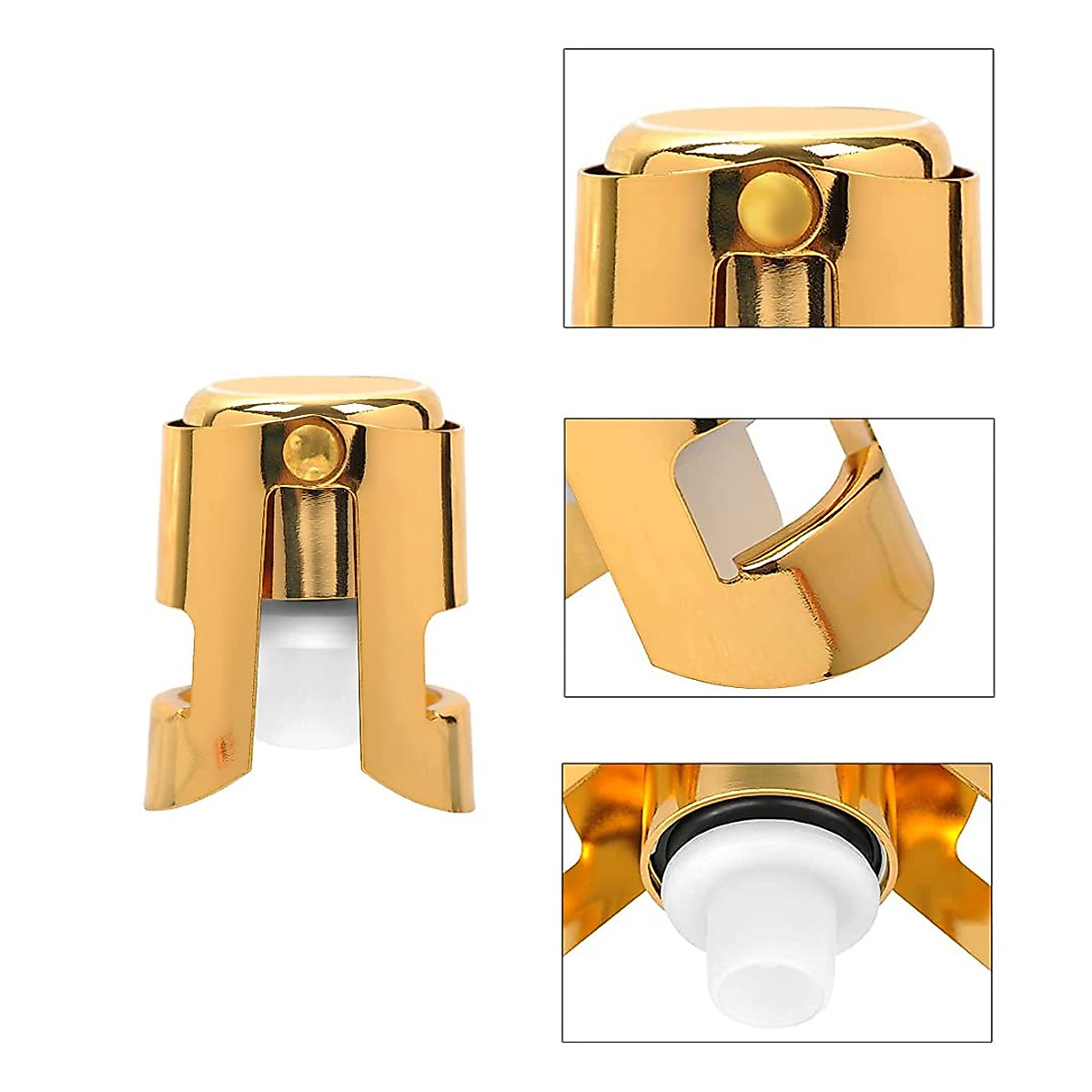 Champagne stoppers - Professional Sparkling Wine stopper, Silicone sealed Leak proof Champagne bottle cork, Suitable for all standard wine bottle size - Plug Built-In pressure pump