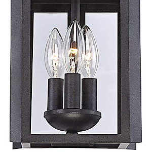 Franklin Iron Works Bransford Traditional Outdoor Wall Light Fixture Dark Black Specked Gray 19" Clear Glass Lantern Scroll Arm for Exterior House Porch Patio Outside Deck Garage Front Door Home