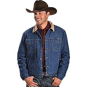 Western Style Lined Denim Jacket, Denim/Blanket, 46