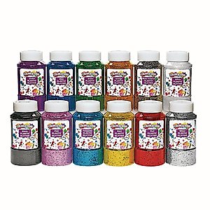 Colorations Extra-Safe Plastic Glitter Classroom Supplies Multicolor Variety Pack (Set of All 12)