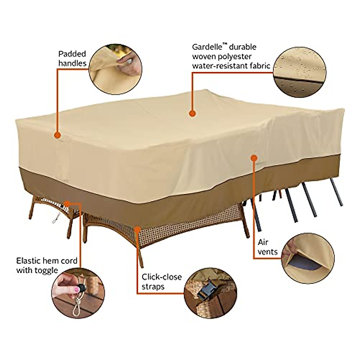 Classic Accessories Veranda Water-Resistant 80 Inch General Purpose Patio Furniture Cover, Outdoor Furniture Cover