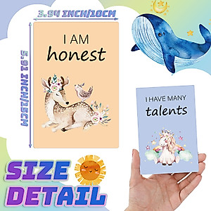 Leinuosen 48 Pcs Affirmation Cards Kids Daily Positive Affirmation Card Motivational Meditation Flash Cards Inspirational Quotes Cards with Encouragement for Christmas Kids Gifts(Boho Color)
