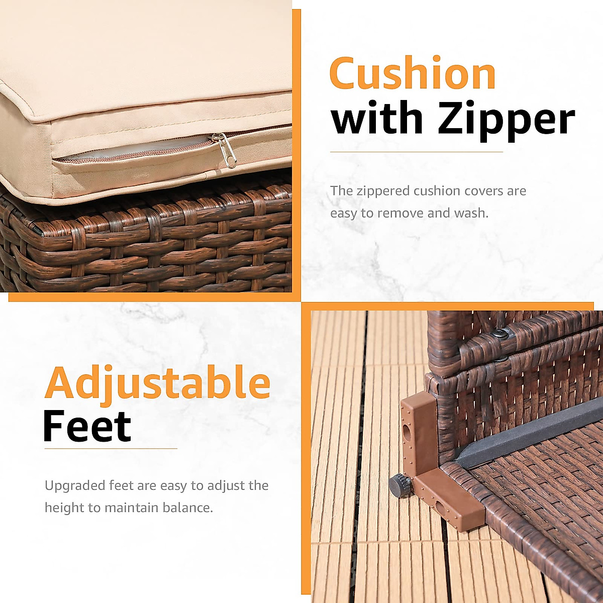 Patiorama 2-Piece Patio Furniture Sofa Set, Outdoor Sectional Sofa, All-Weather Brown PE Wicker Rattan Conversation Set, Outdoor Loveseat, Patio Seating for Balcony Garden Pool (Beige Cushion)