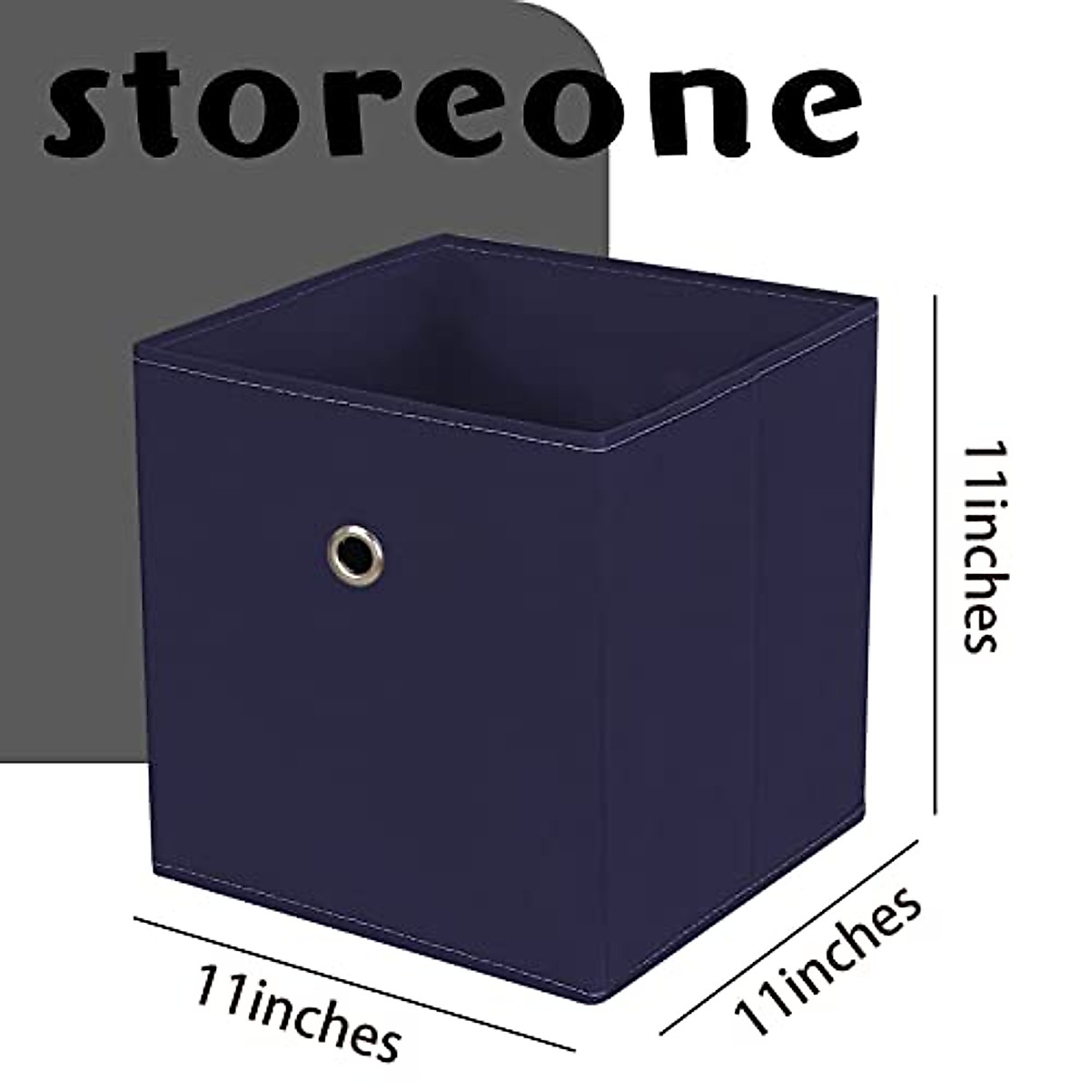 DABEACT Fabric Cubes Storage Containers ,11 Inch Cloth Storage Cube Foldable Storage Bins Cubes Organizer Baskets with Dual Handles for Shelf Closet Set of 3,(Navy Blue)