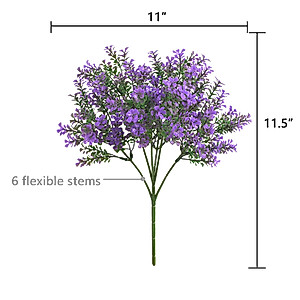 Milk&Honey 4 Bunches Four Leaf Clover Dense Leaves Artificial Plants Greenery for Home Decor Indoor Outdoors Home Garden, Living Room, Dining Table, Bedroom Decoration (Purple), 11.5x11x11 inches