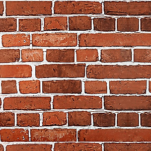 Arthome 17''x120'' Peel and Stick Brick Wallpaper Self Adhesive Contact Paper Waterproof Vinyl Film Wall Paper for Room,Fireplace,Stair and Christmas Holiday Decoration(Red)